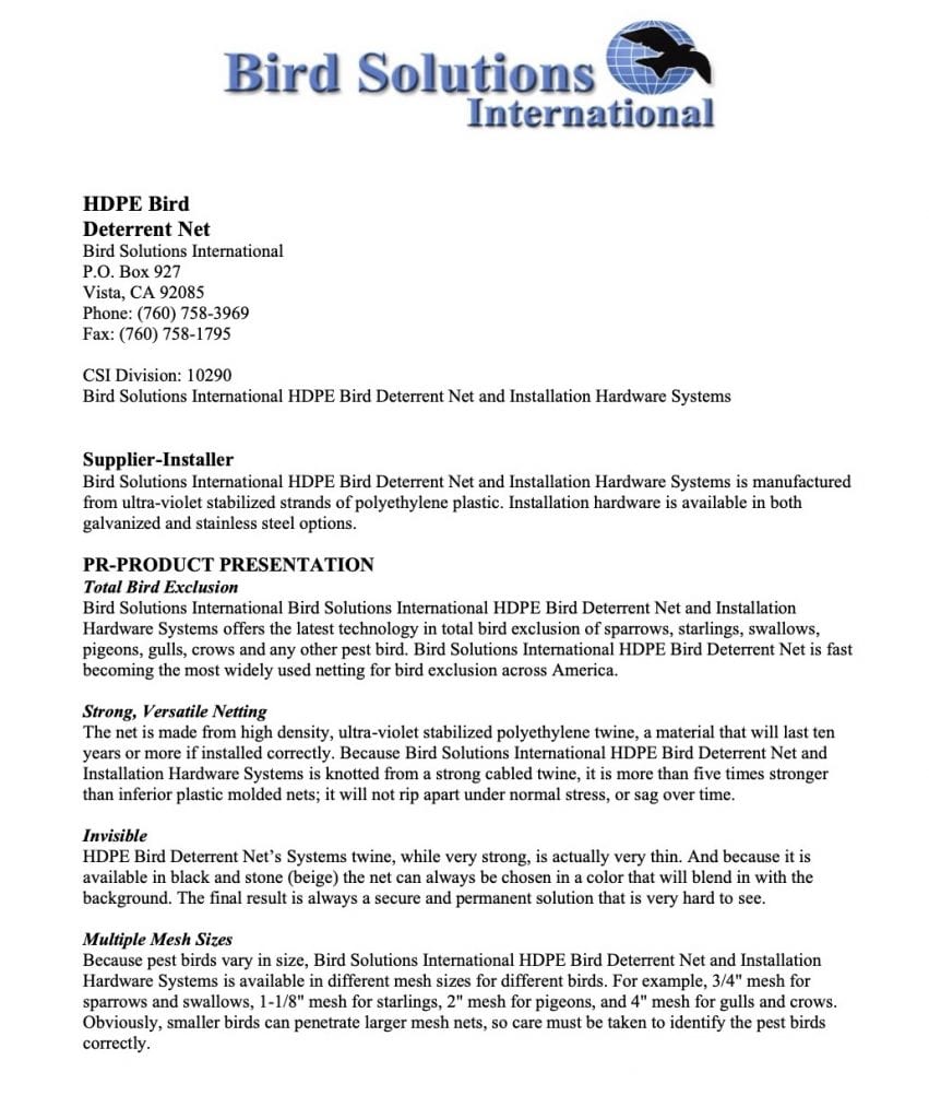 Bird Netting | Bird Solutions International