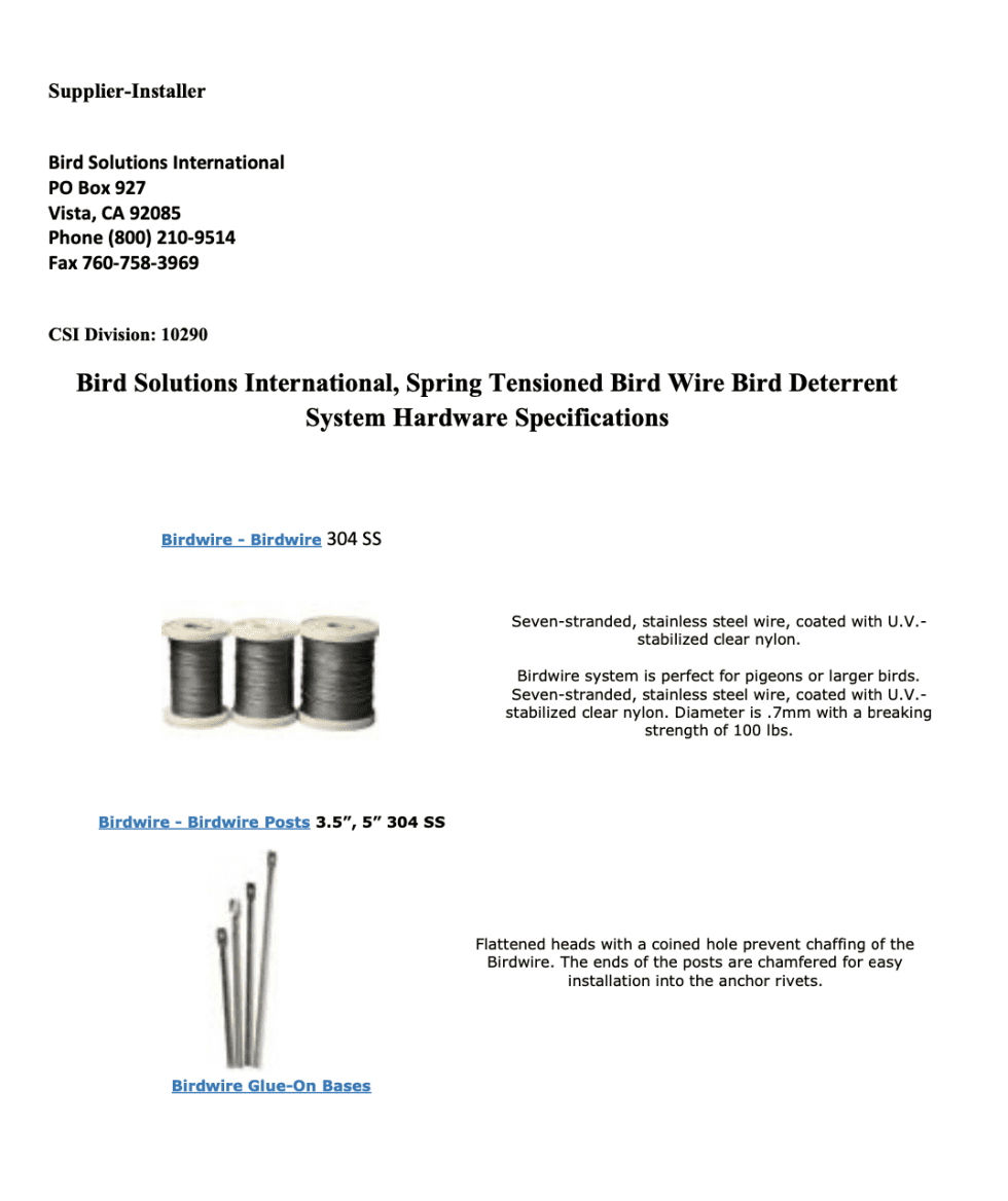 Birdwire | Bird Solutions International
